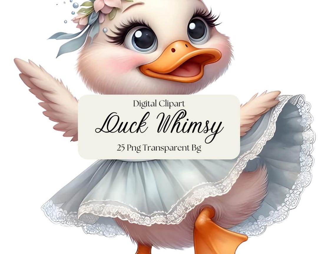 Duck Whimsy Digital Clipart, Transparent BG, Nursery Art, Whimsical Ducks, Quirky Ducks, Wall ...