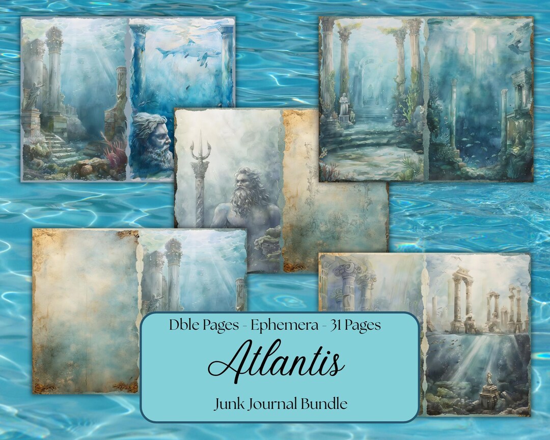 Atlantis Junk Journal Kit: Watercolor Underwater Ephemera (A4/US Letter ...