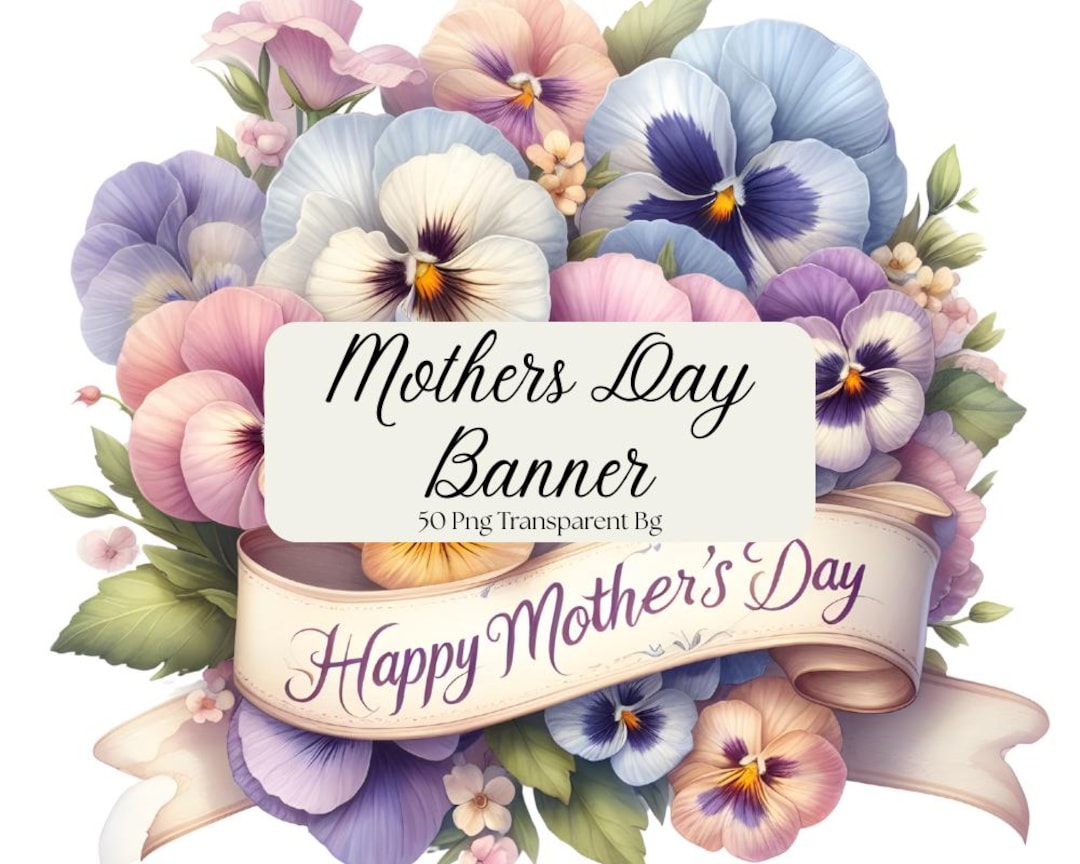Mothers Day Banner Digital Clipart, Floral Banner, Mothers Day Cards ...