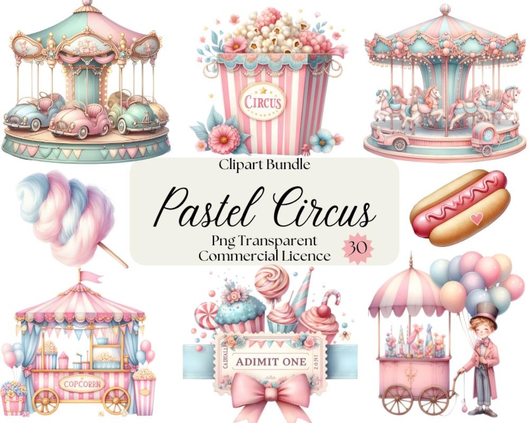 Pastel Circus Clipart: Carnival PNG Graphics (digital Download) - Etsy