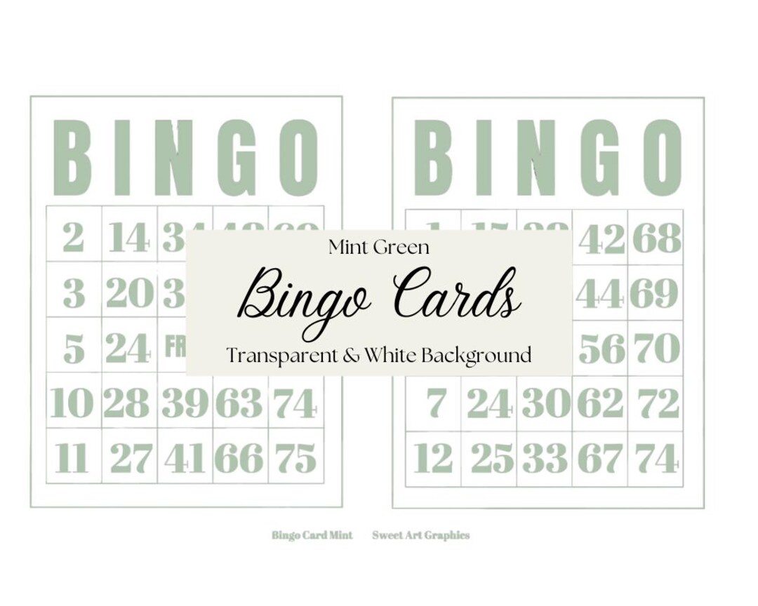 Bingo Cards Mint Green Junk Journal Element, Junk Journal Bingo Card ...