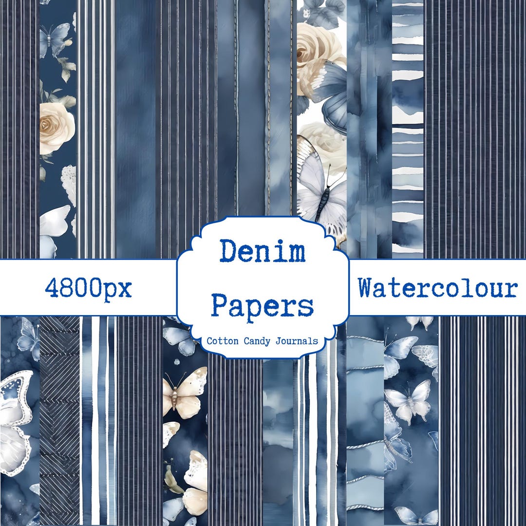Denim Papers Watercolour, Denim Texture Backgrounds, Boho Denim ...