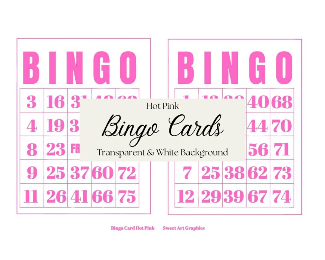 Hot Pink Bingo Cards: Junk Journal Ephemera (PNG Files) - Etsy