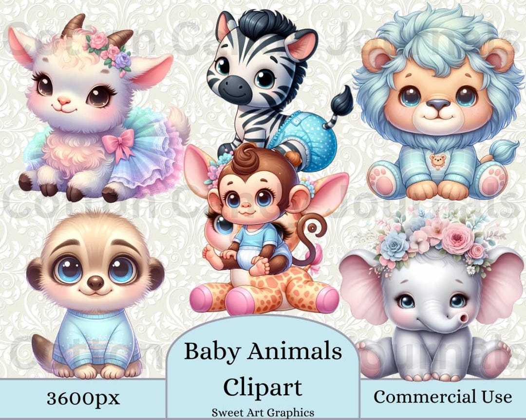 Baby Animals Clipart, Nursery Art, Whimsical Animal Clipart, Animal ...
