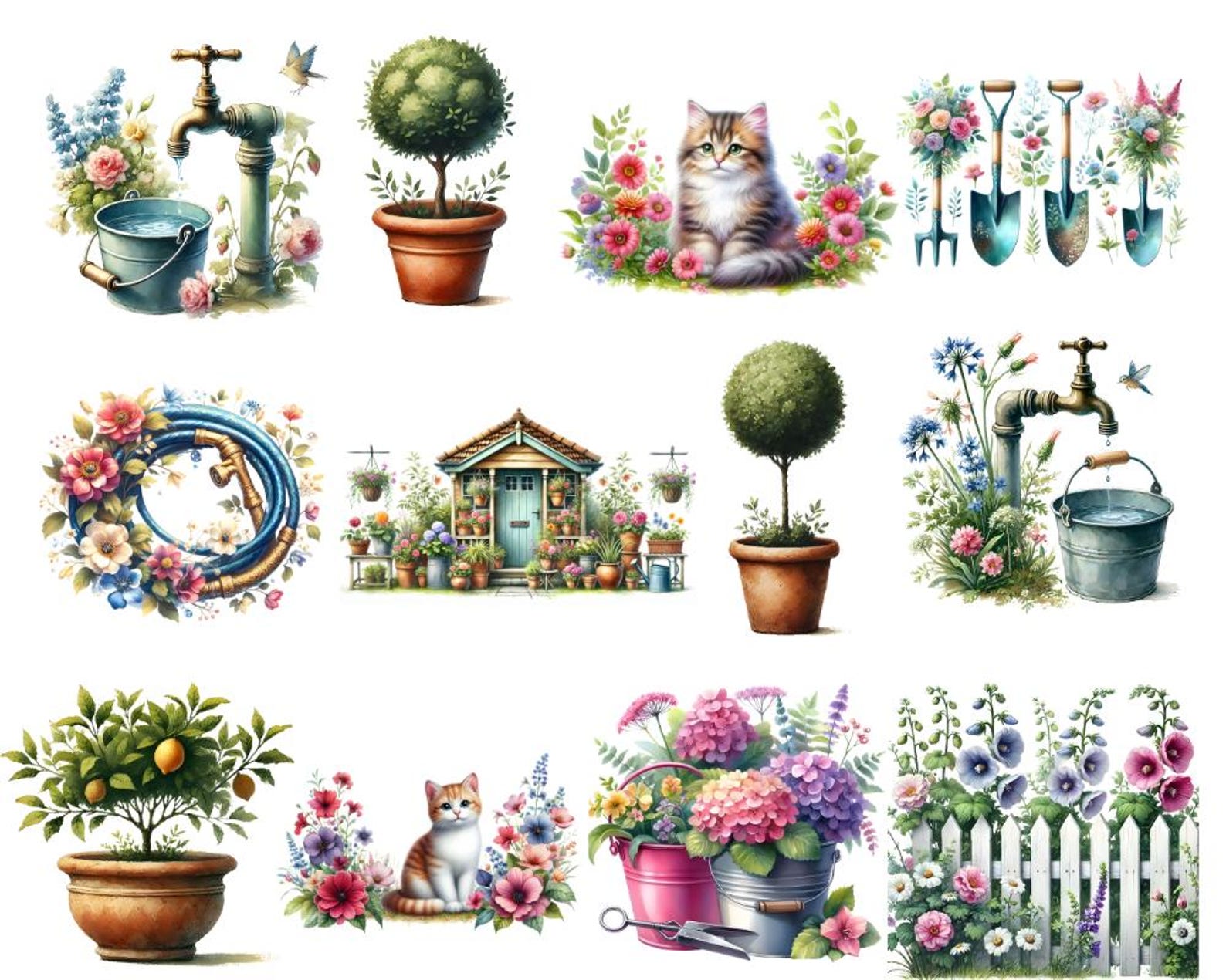 Spring Digital Clipart, Transparent Background, 90+ Images, Perfect for ...