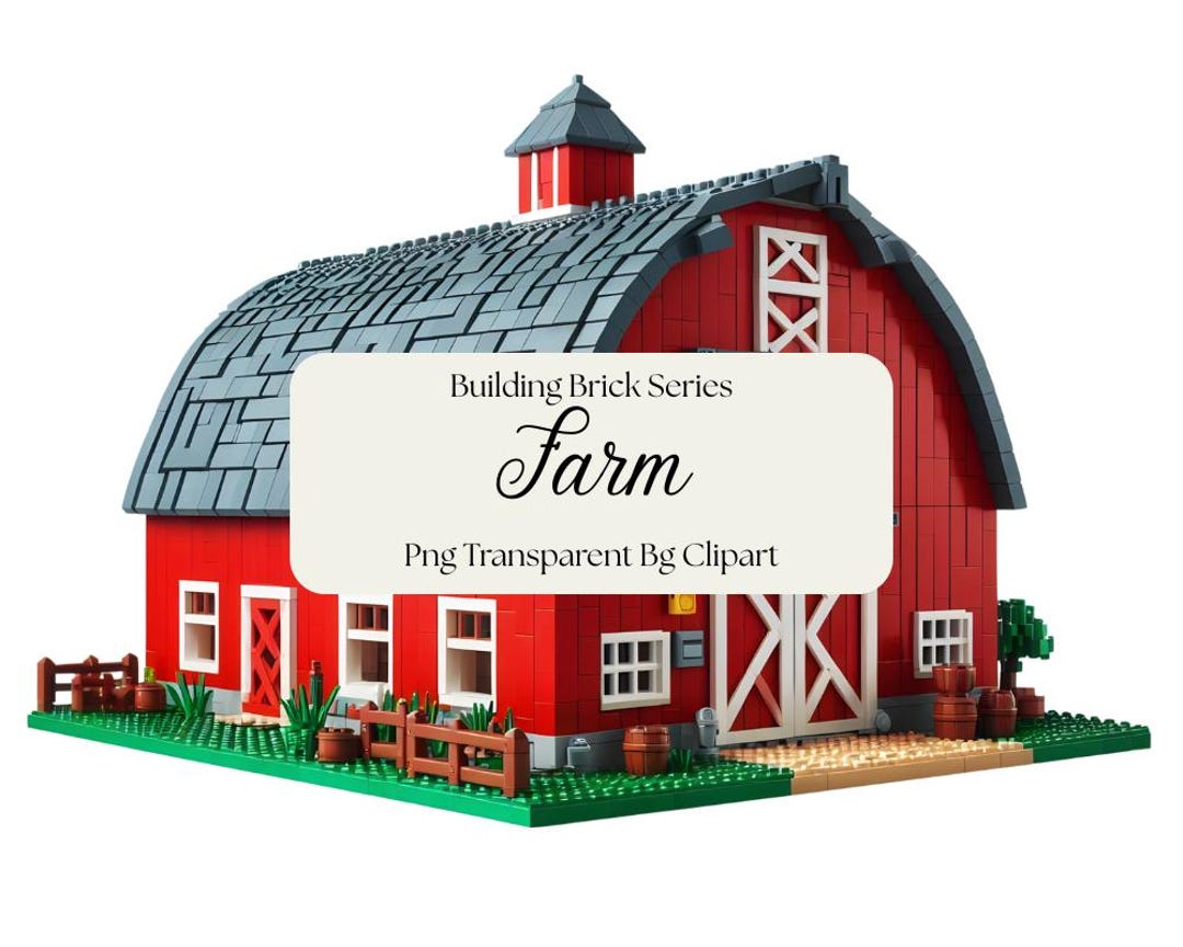 Building Brick Farm Clipart: Toy Block Animals (PNG Transparent) - Etsy