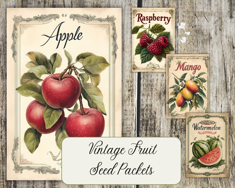 Vintage Fruit Seed Packet Printables: Antique Garden Ephemera (digital ...