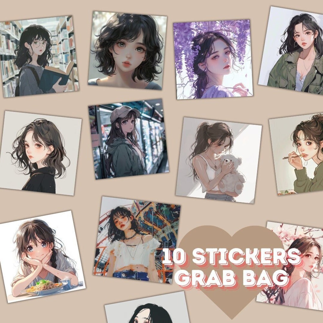 Cute Anime Girl Stickers, Korea Japan Kawaii Planners Journal, Japan ...