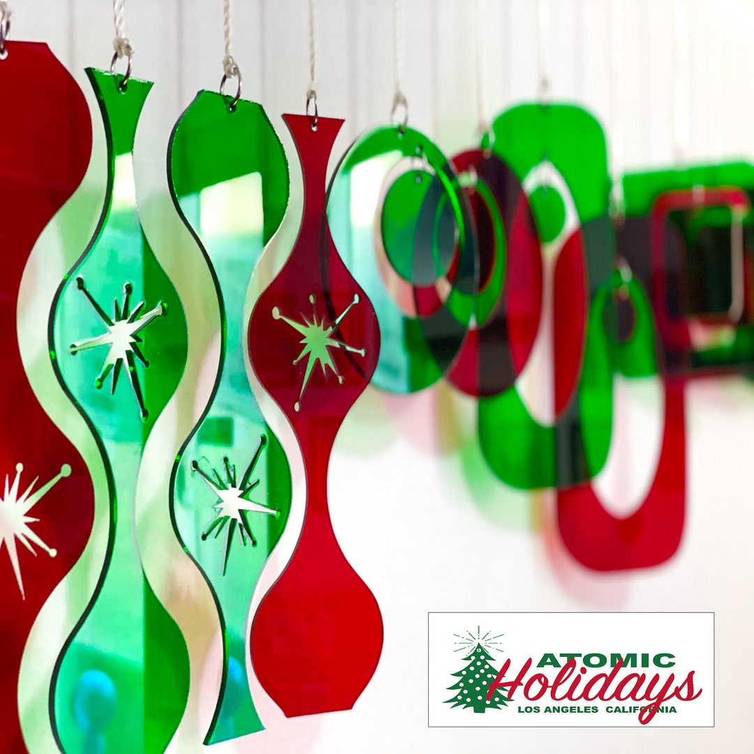 MCM Christmas Ornaments Set of 12 - CLEAR Mid Century Holiday ...