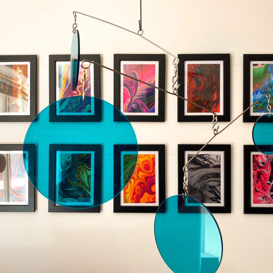 Stunning Retro Teal DIY Atomic Mobiles Kit - MCM Kinetic Hanging Art ...