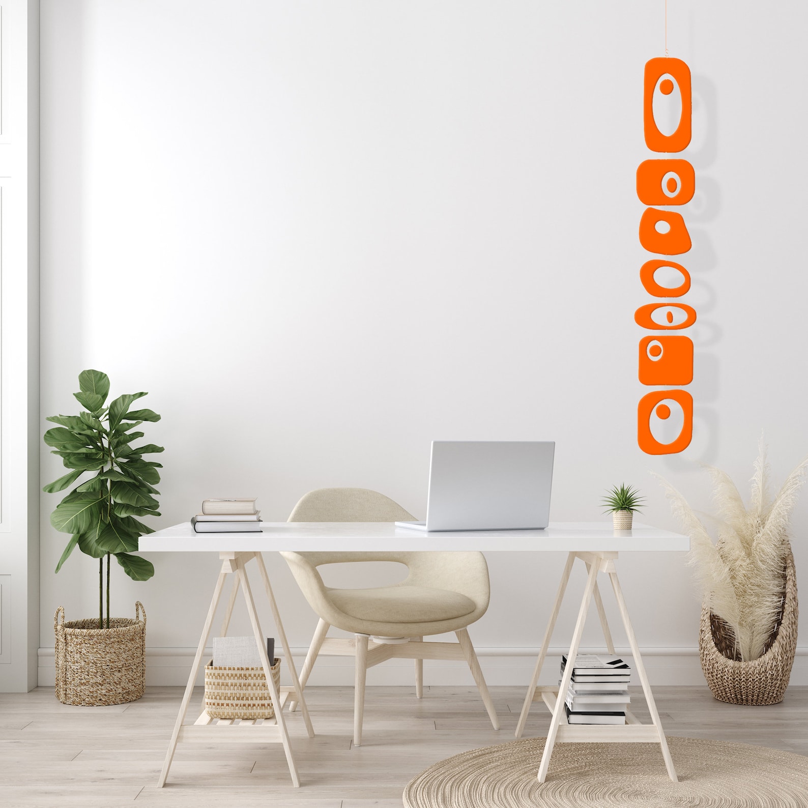 Orange BEATNIK PARTY Retro Hanging Art Mobile * Mid Century Modern Home ...