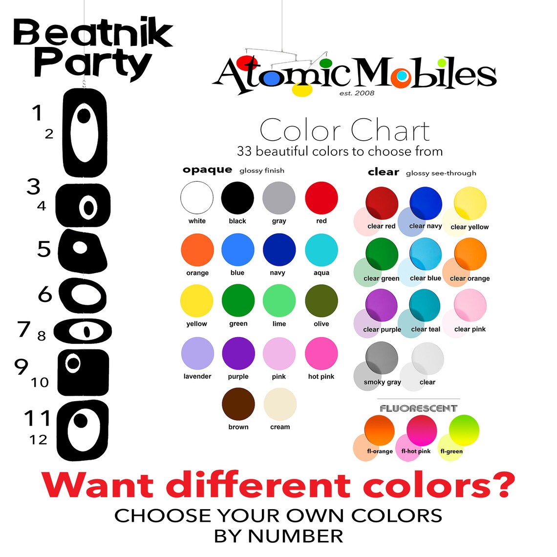 Red BEATNIK PARTY Retro Hanging Art Mobile Mid Century - Etsy