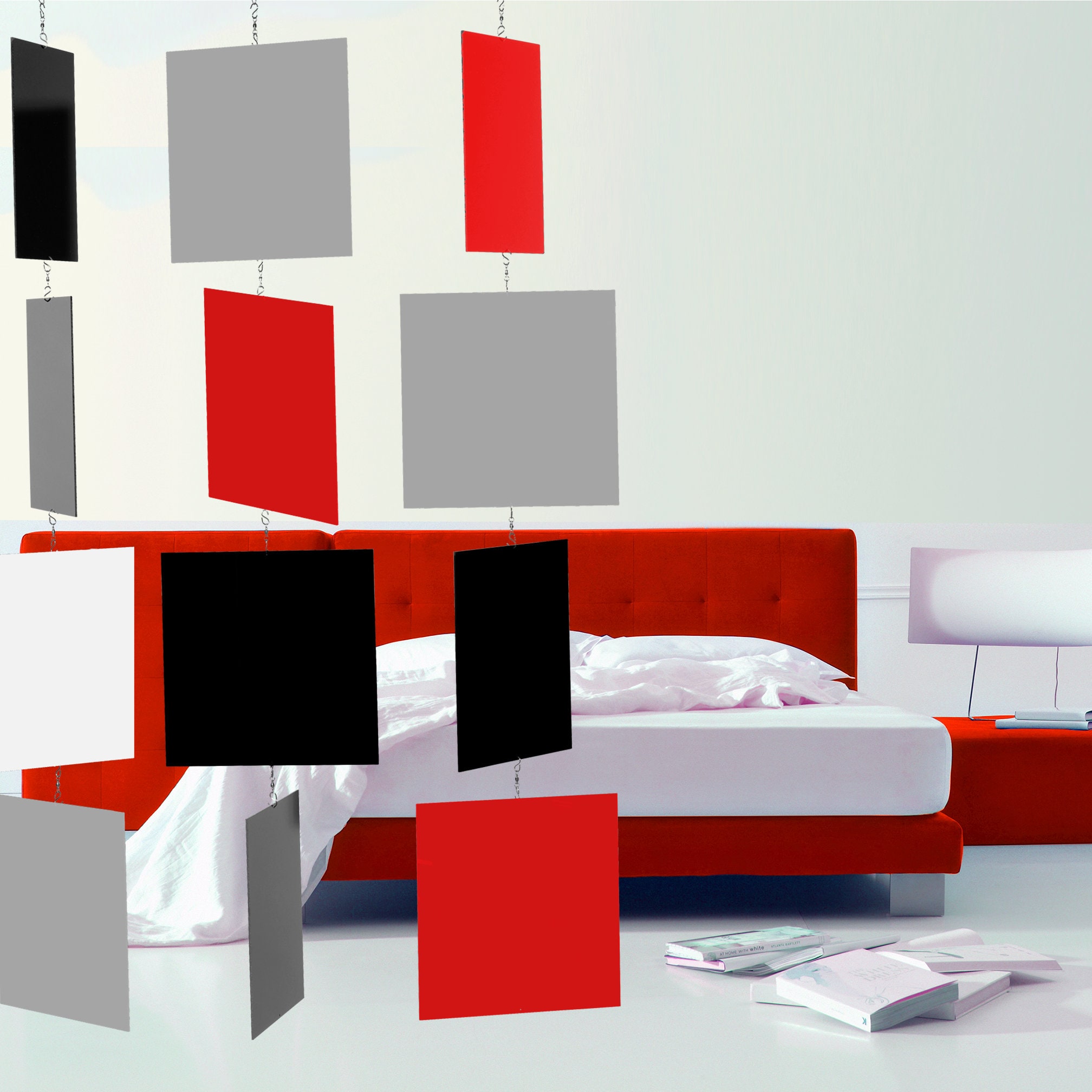 SOHO Red & Black MODcast Hanging Art Mobiles XL Dramatic | Etsy