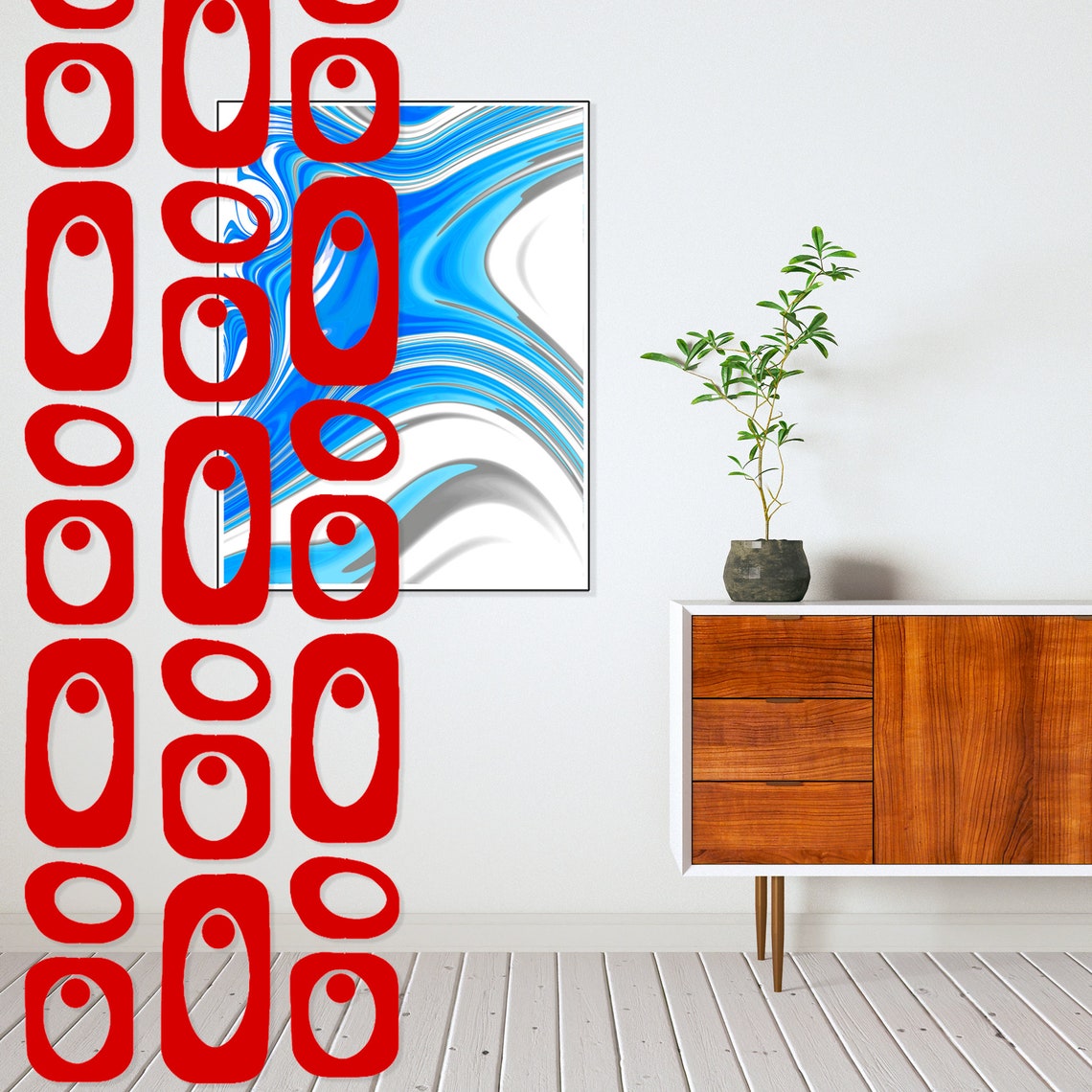 Mod Red Room Divider Mid Century Inspired Room Dividers - Etsy