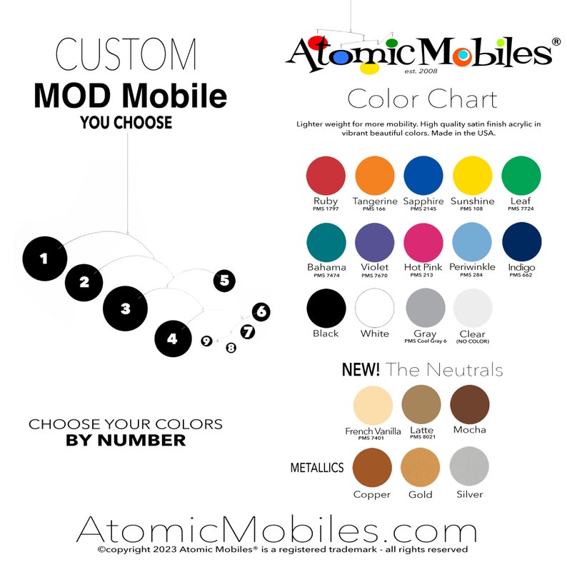 MOD MOBILE in Red + Black - 2 SIZES - Groovy Retro Mid Century Inspired ...