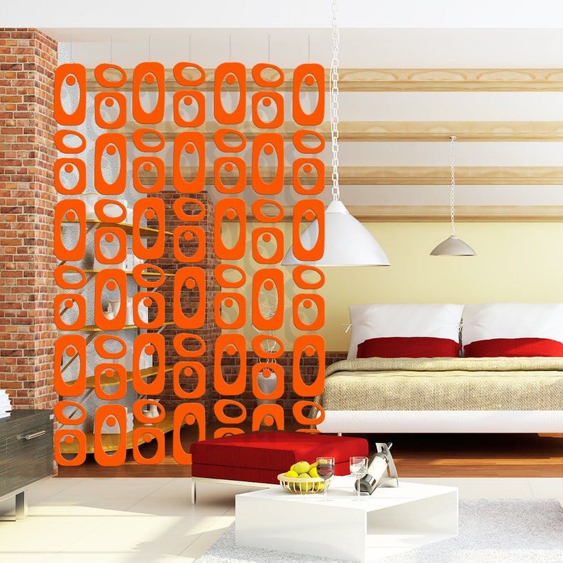 Orange Room Divider Mid Century Room Dividers Beatnik - Etsy