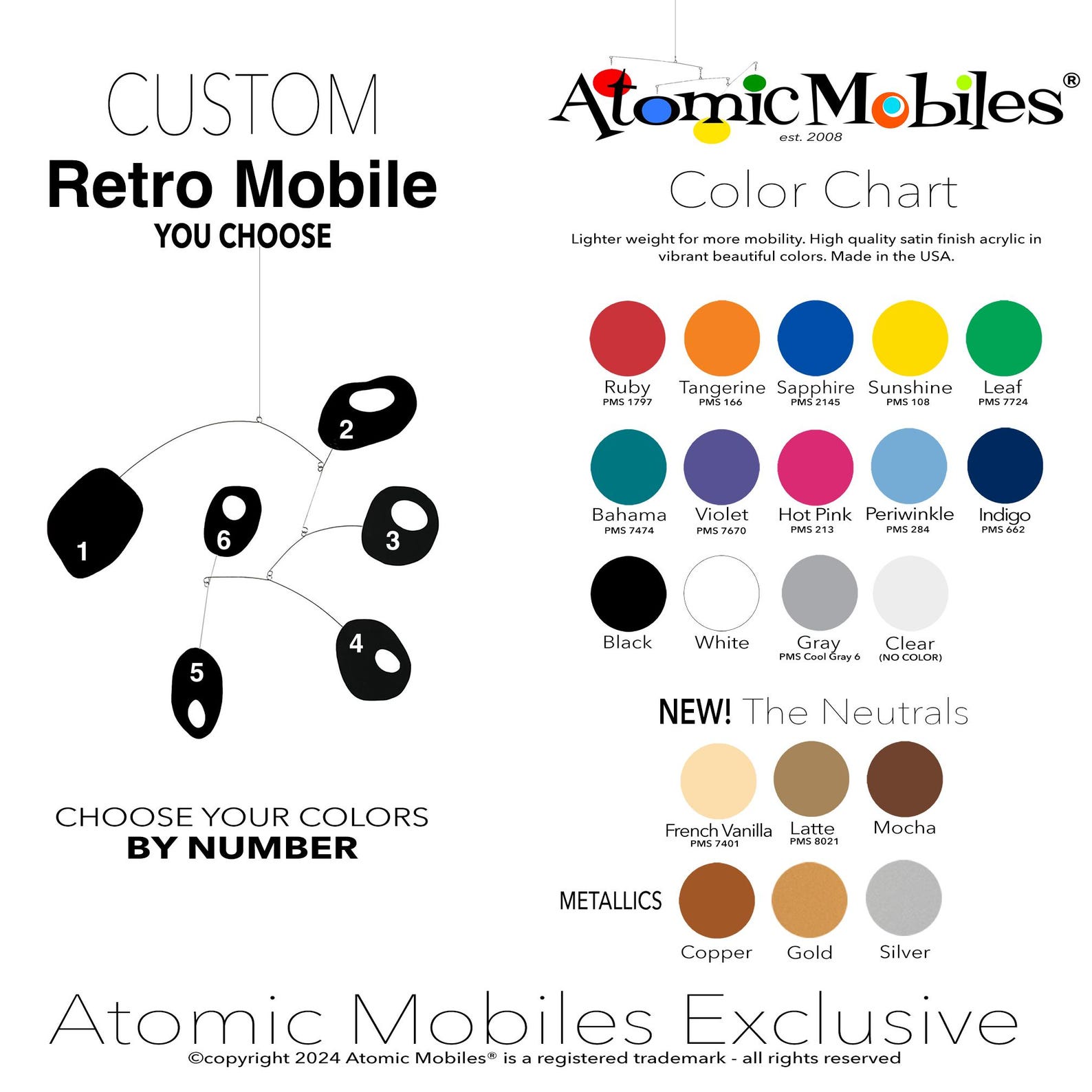 Colorful Retro Mobile by Atomic Mobiles - 3 Sizes - Fun Kinetic Mid ...
