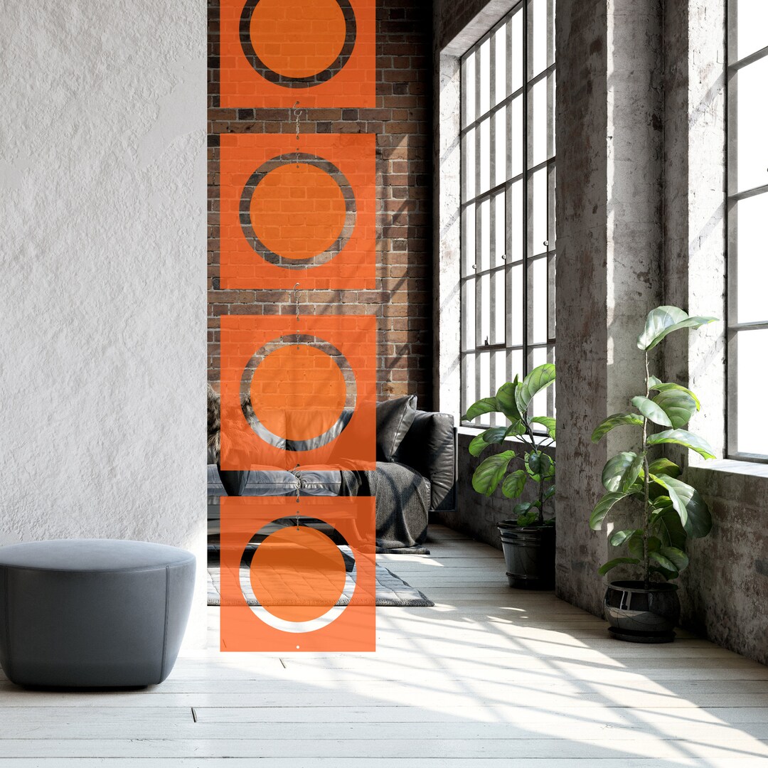 XL 70s Kinetic Hanging Art Mobile: Clear Orange Retro Decor - Etsy