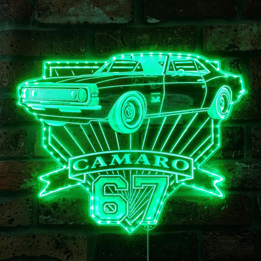 Sports Car Camaro Wall Light up Sign Decor, Custom Garage Sign, Gift ...