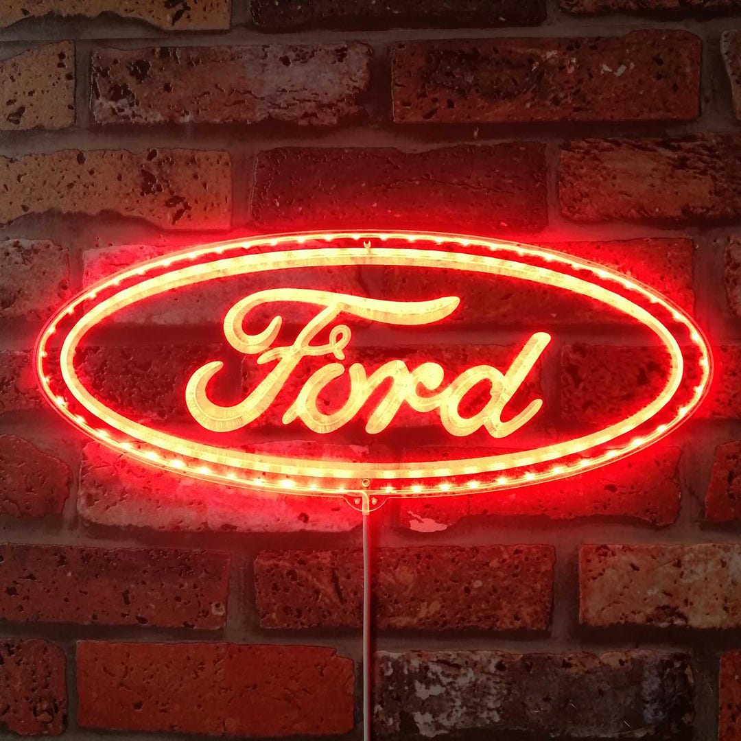 Ford Sports Car Garage Wall Light up Sign Decor, Custom Garage Sign ...