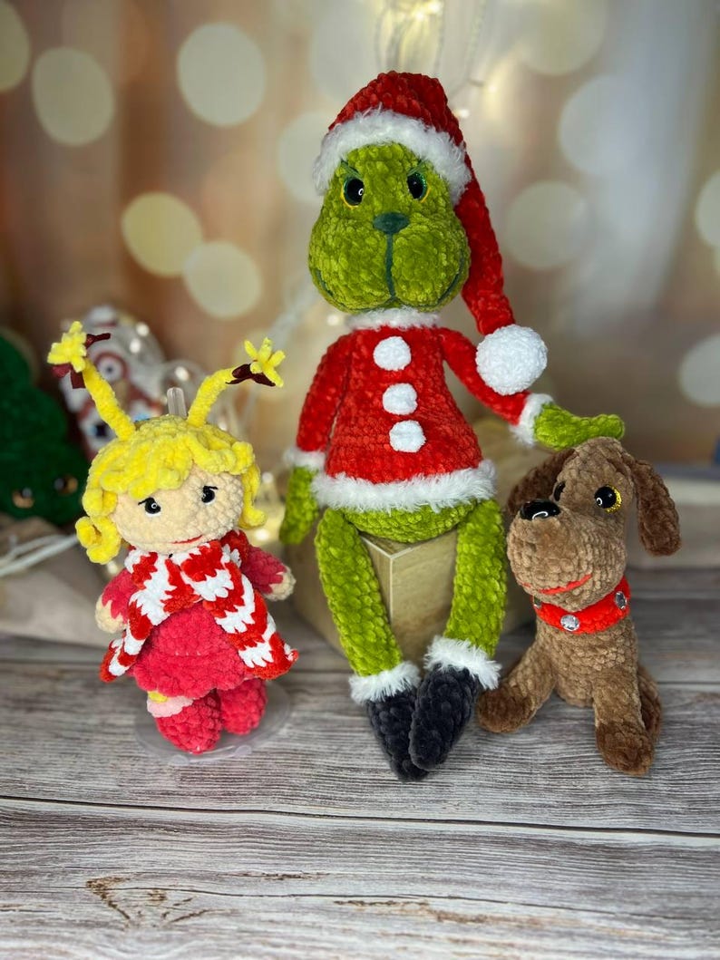 3 in 1 Grinch Crochet Pattern Set | Grinch, Max the Dog & Cindy Lou ...