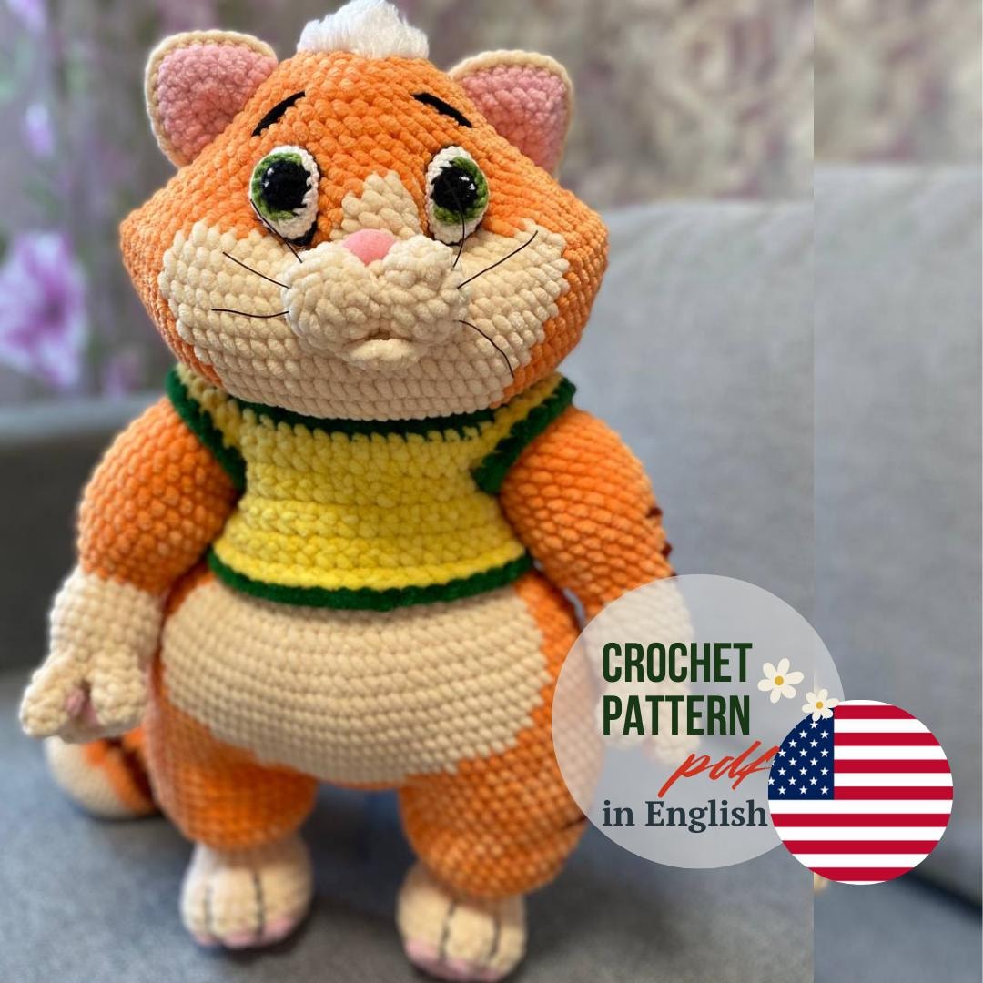 Meatball the Cat Crochet Pattern, Cartoon "44 Cats", Amigurumi Cat ...