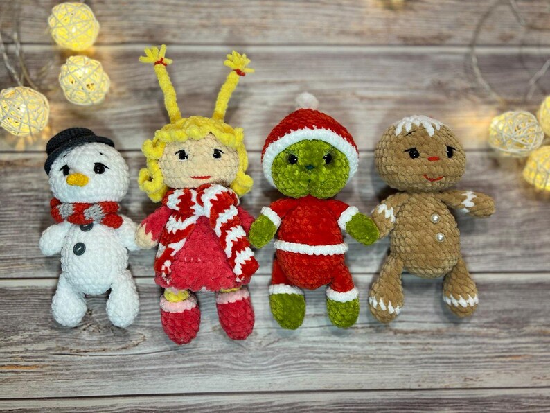CROCHET PATTERN 4 in 1 “christmas Characters”, Snowmen, Gingerbread ...