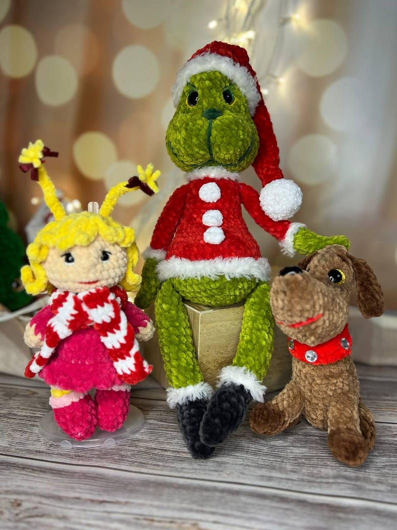 3 in 1 Grinch Crochet Pattern Set | Grinch, Max the Dog & Cindy Lou ...