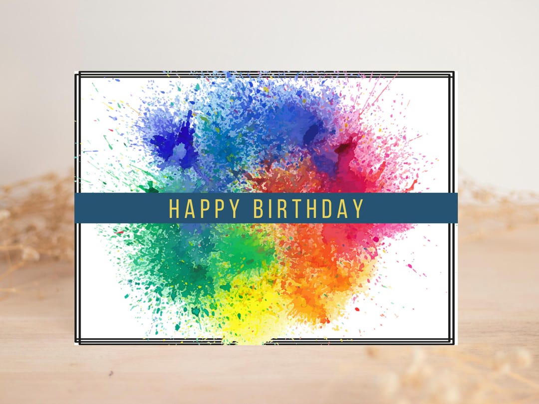 Rainbow Splash Happy Birthday Digital Greeting Card - Etsy
