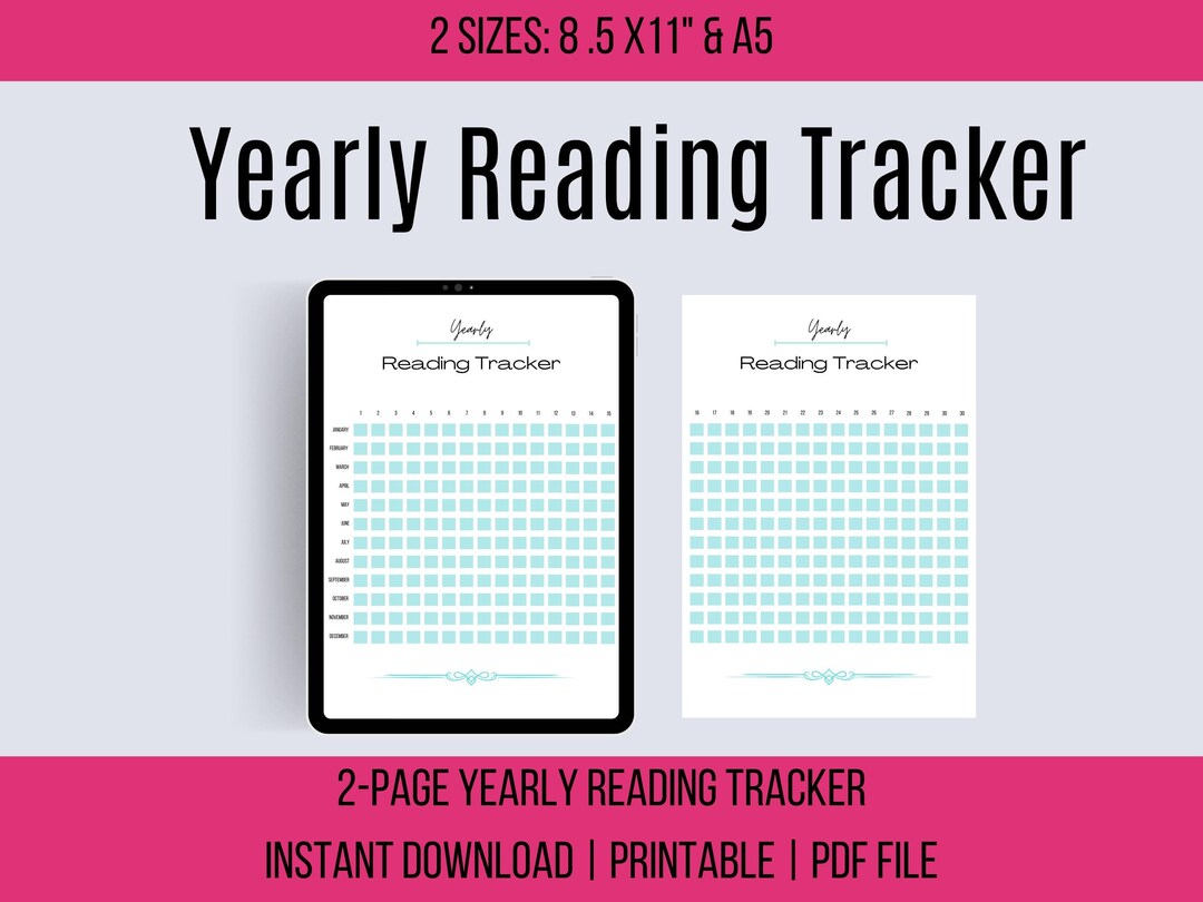 Yearly Reading Tracker, Digital Printable Reading Tracker, Organize ...