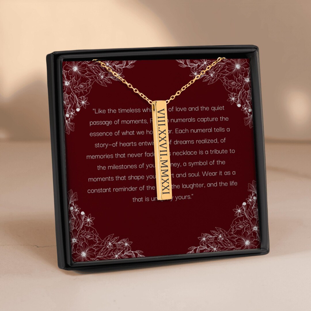 Roman Numerals Vertical Bar Necklace | Stunning Gold Jewelry ...