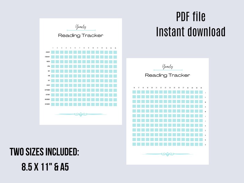 Yearly Reading Tracker, Digital Printable Reading Tracker, Organize ...