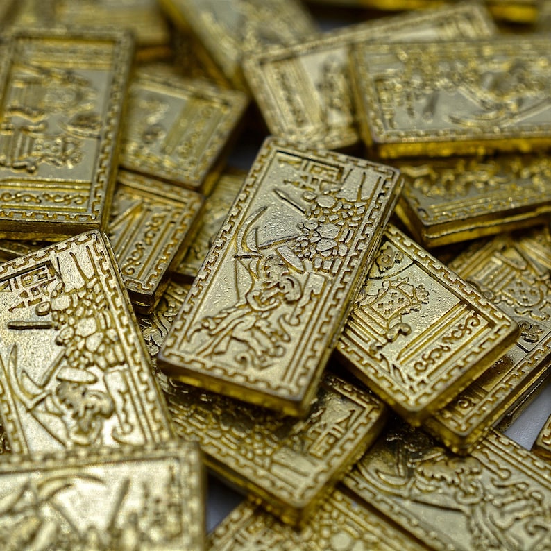50 Gold Metal Trade Bars, Game Coins, TTRPG Accessories, Dungeons and ...