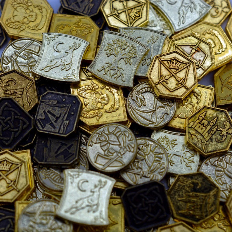 100 Mixed Gold Dnd Metal Game Coins, TTRPG Accessories, Red Dragon Inn ...