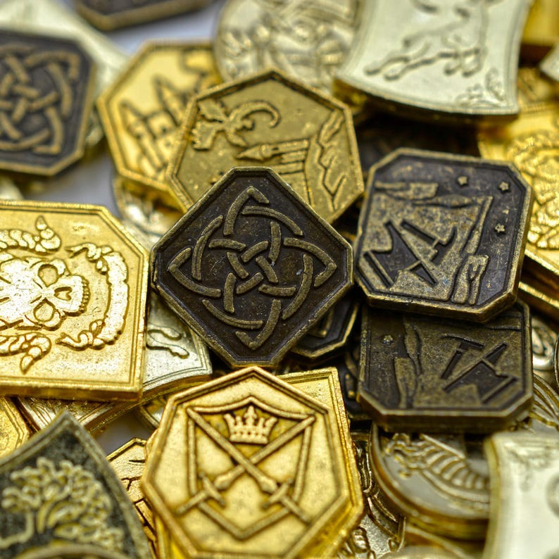 100 Mixed Gold Dnd Metal Game Coins, TTRPG Accessories, Red Dragon Inn ...