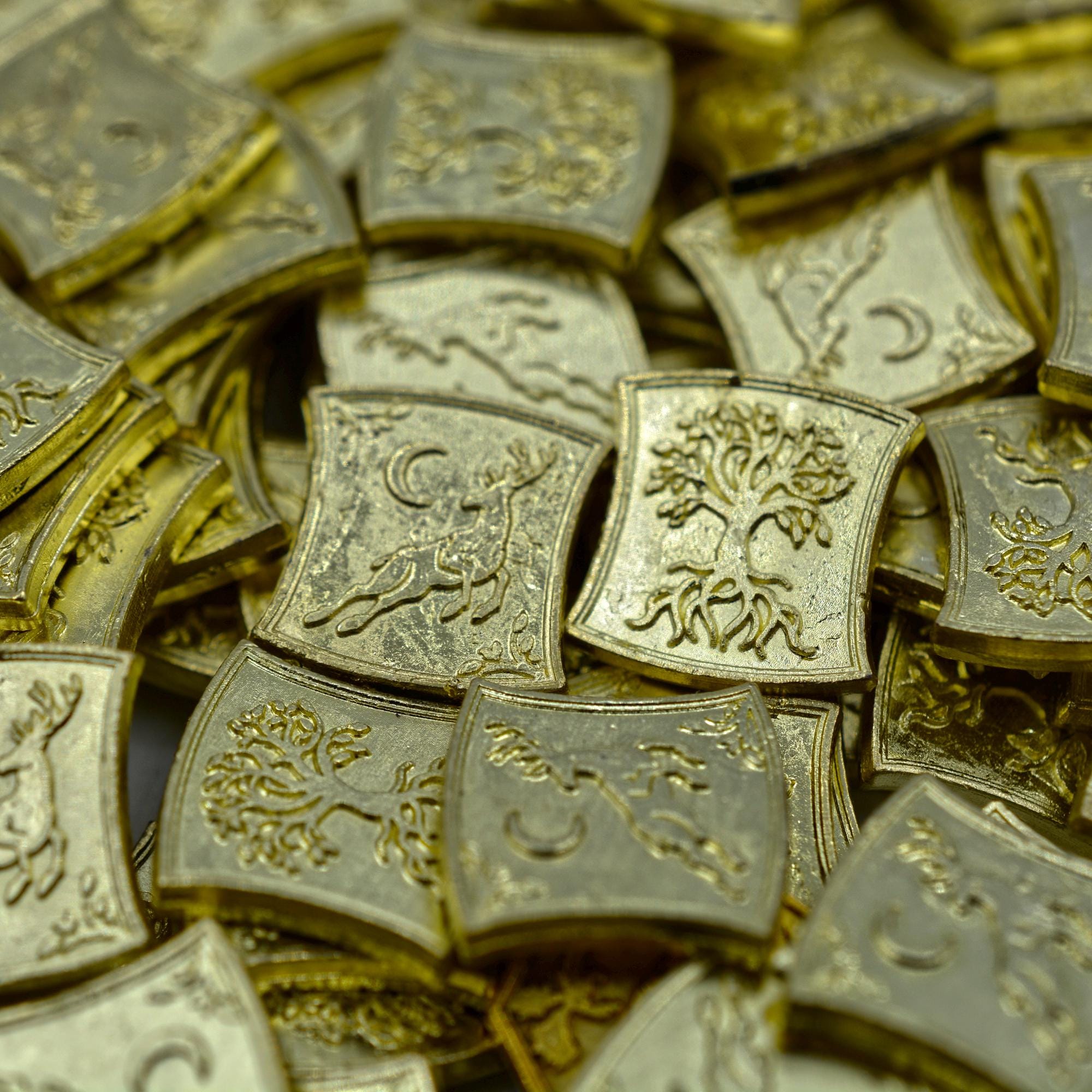 100 Gold Elven Themed Dnd Metal Game Coins, TTRPG Accessories, Red ...