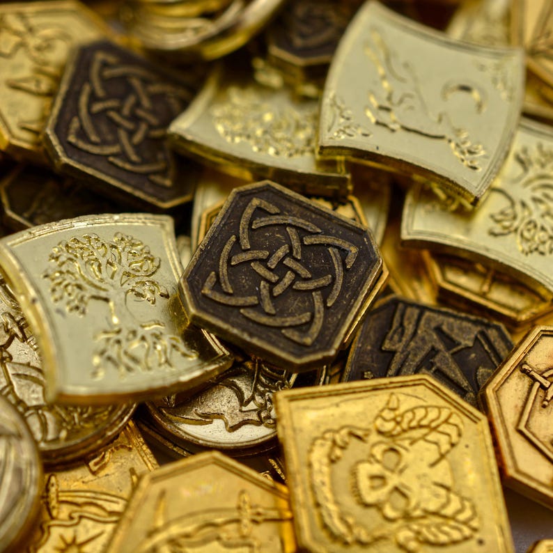 100 Mixed Gold Dnd Metal Game Coins, TTRPG Accessories, Red Dragon Inn ...