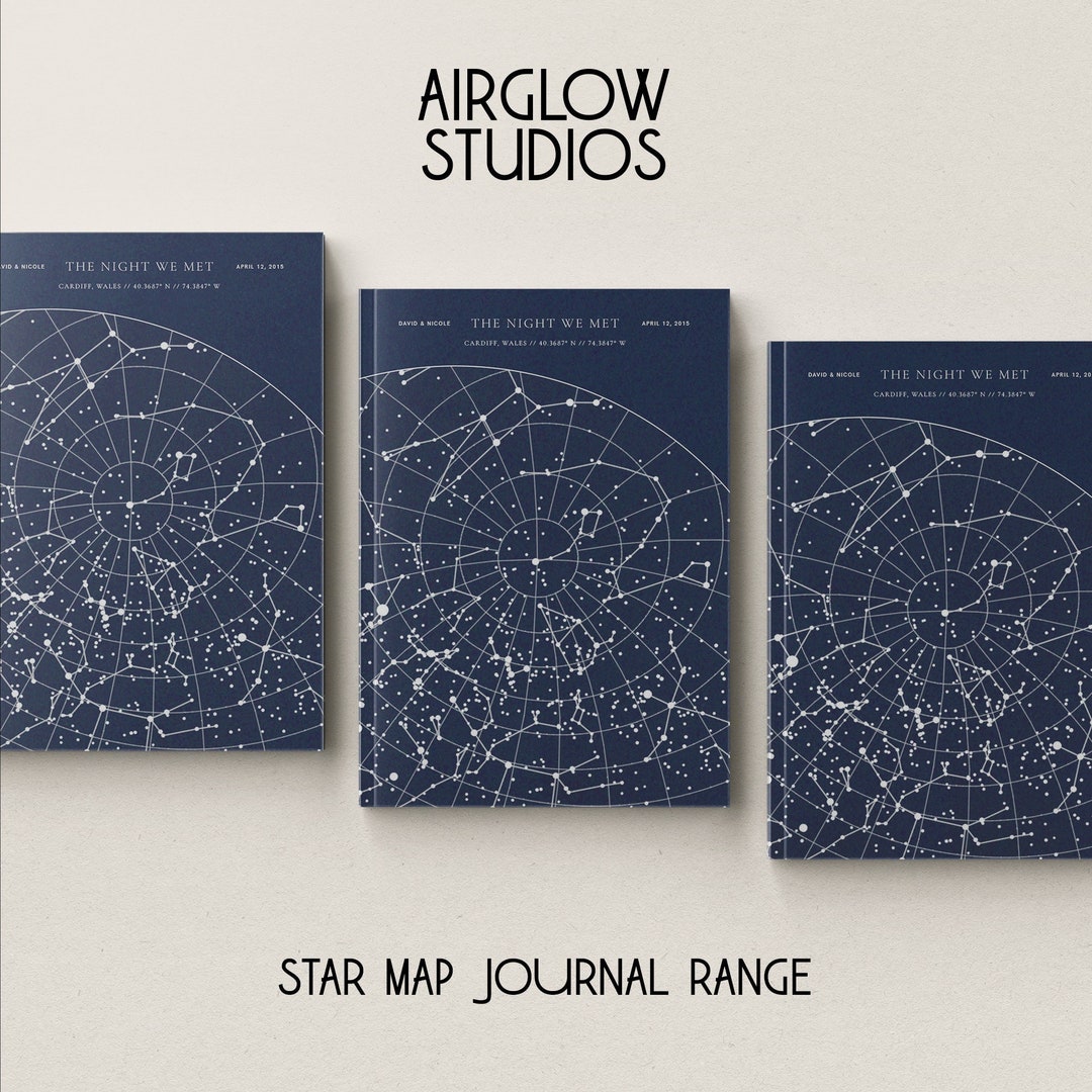 Personalised Star Map Journal, Special Date Anniversary Gift, Night Sky ...