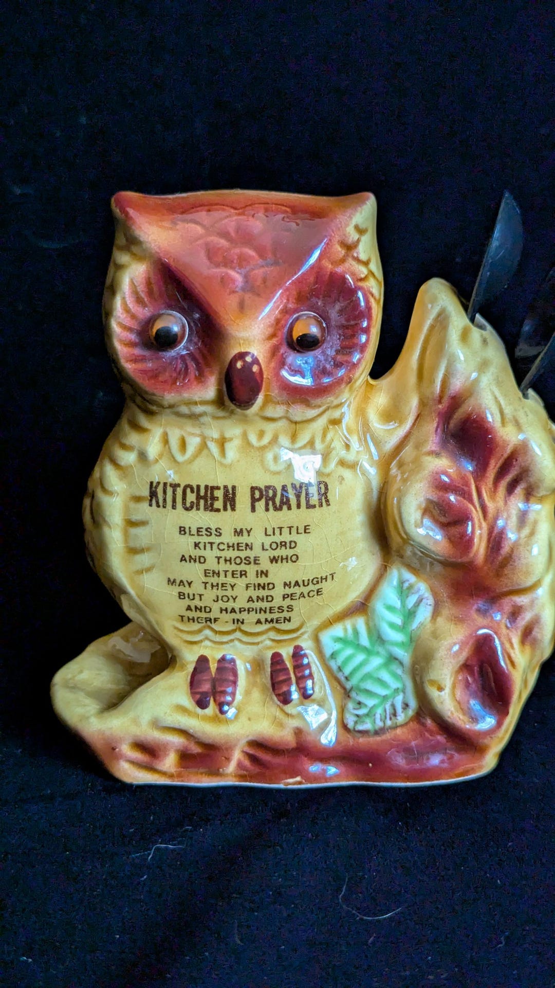 Vintage "kitchen Prayer" Owl Measuring Spoons Holder Made in Japan - Etsy