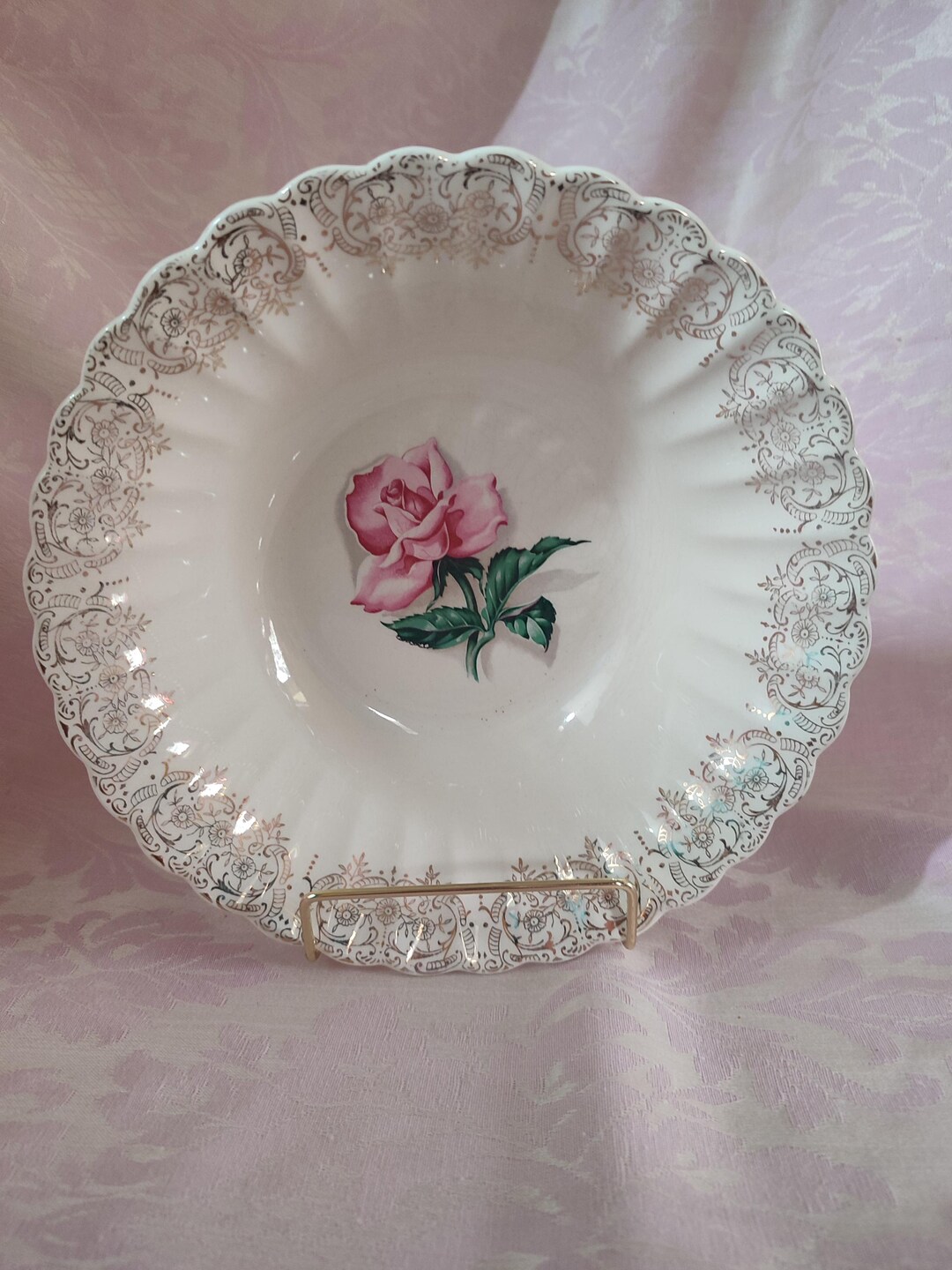 ANTIQUE American LIMOGES Le Fleur Rouge Porcelain Serving Bowl With 22k ...