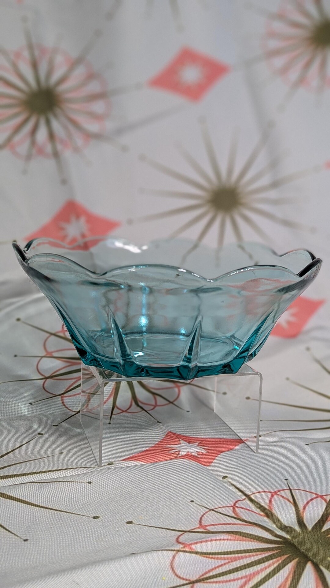 Vintage MCM Hazel Atlas Capri Azure Aqua Blue Ruffled Glass Bowl - Etsy