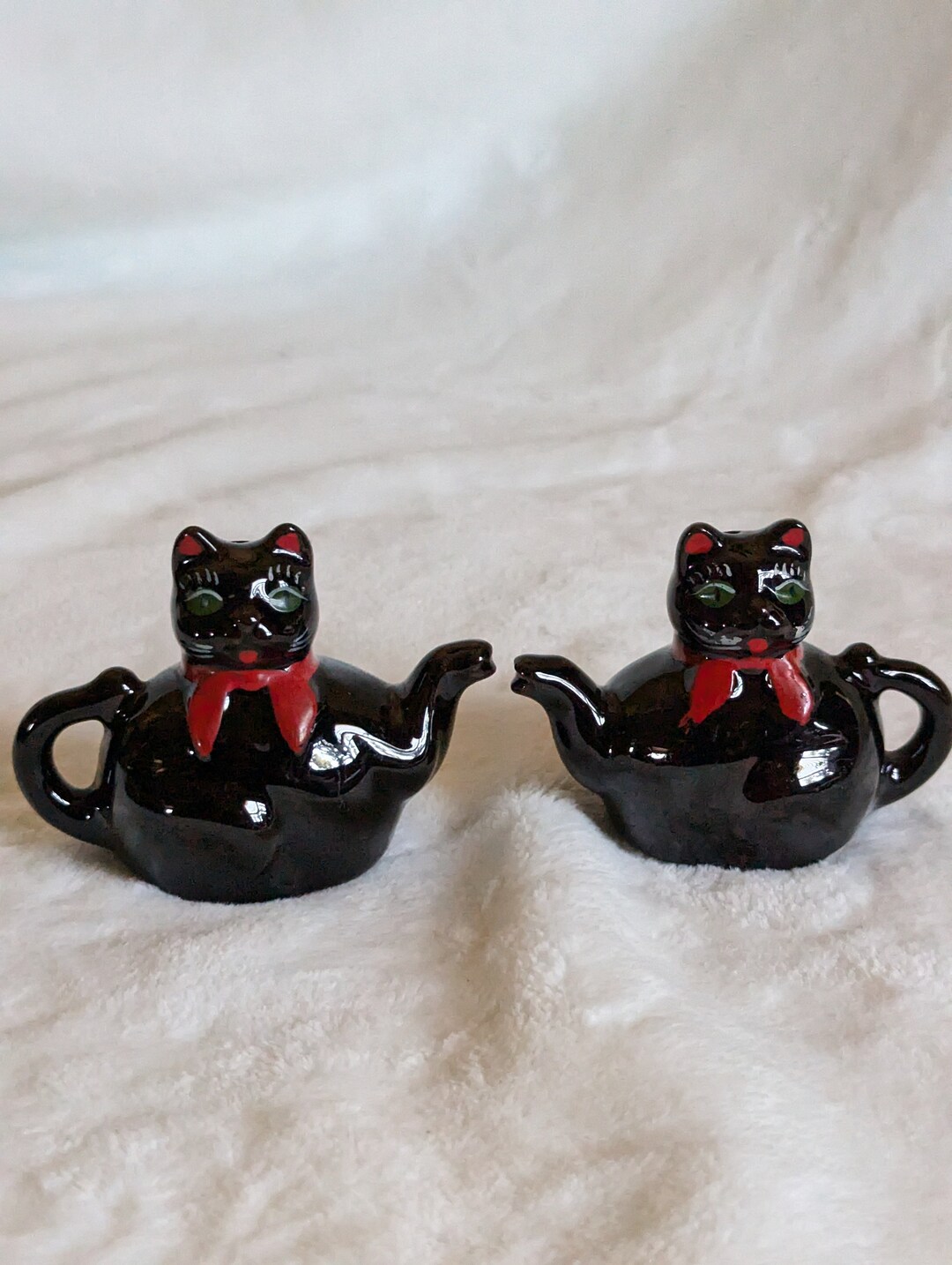 Vintage 1950's Shafford Black Cat Teapot Shaped Salt and Pepper Shakers ...