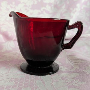 Vintage Anchor Hocking Royal Ruby Red Depression Glass Footed Creamer ...