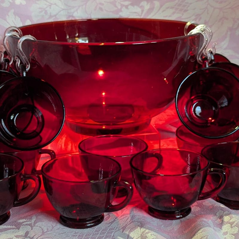 Red Depression Glass - Etsy