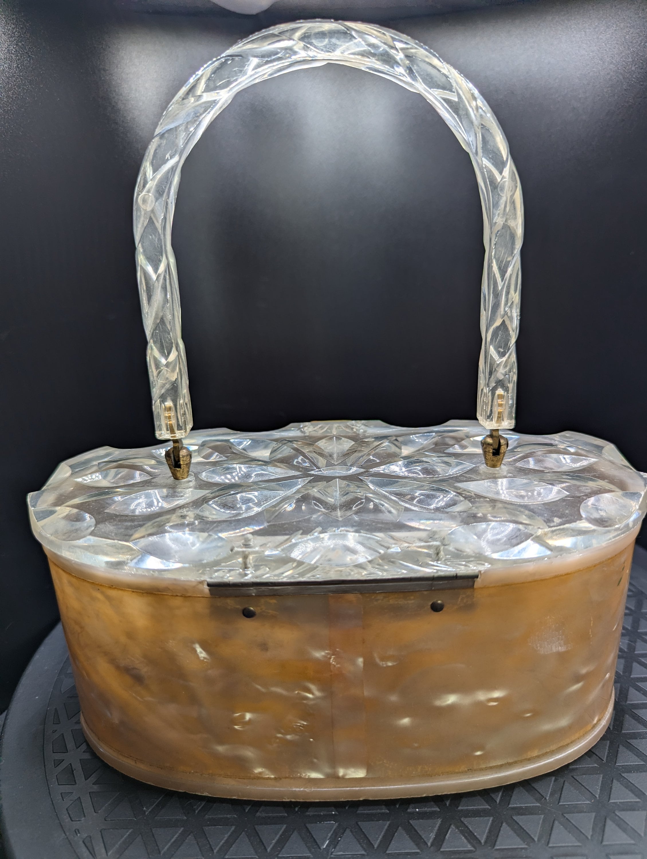 Gorgeous Vintage Lucite Clear Faceted Top Creamy Butterscotch Purse - Etsy