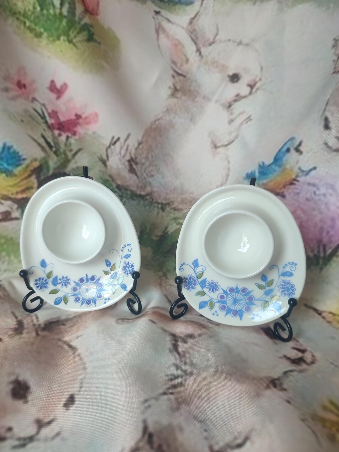 Vintage MCM Figgjo Flint LOTTE Pattern Egg Cups/plates Set of 2 Made in ...