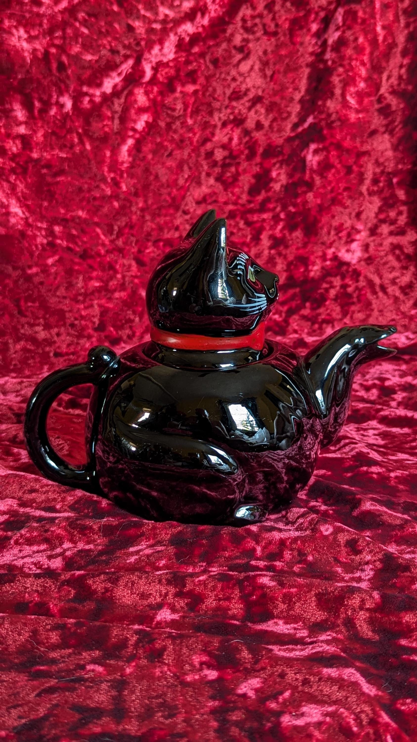 Vintage 1950's Shafford Black Cat Teapot - Etsy