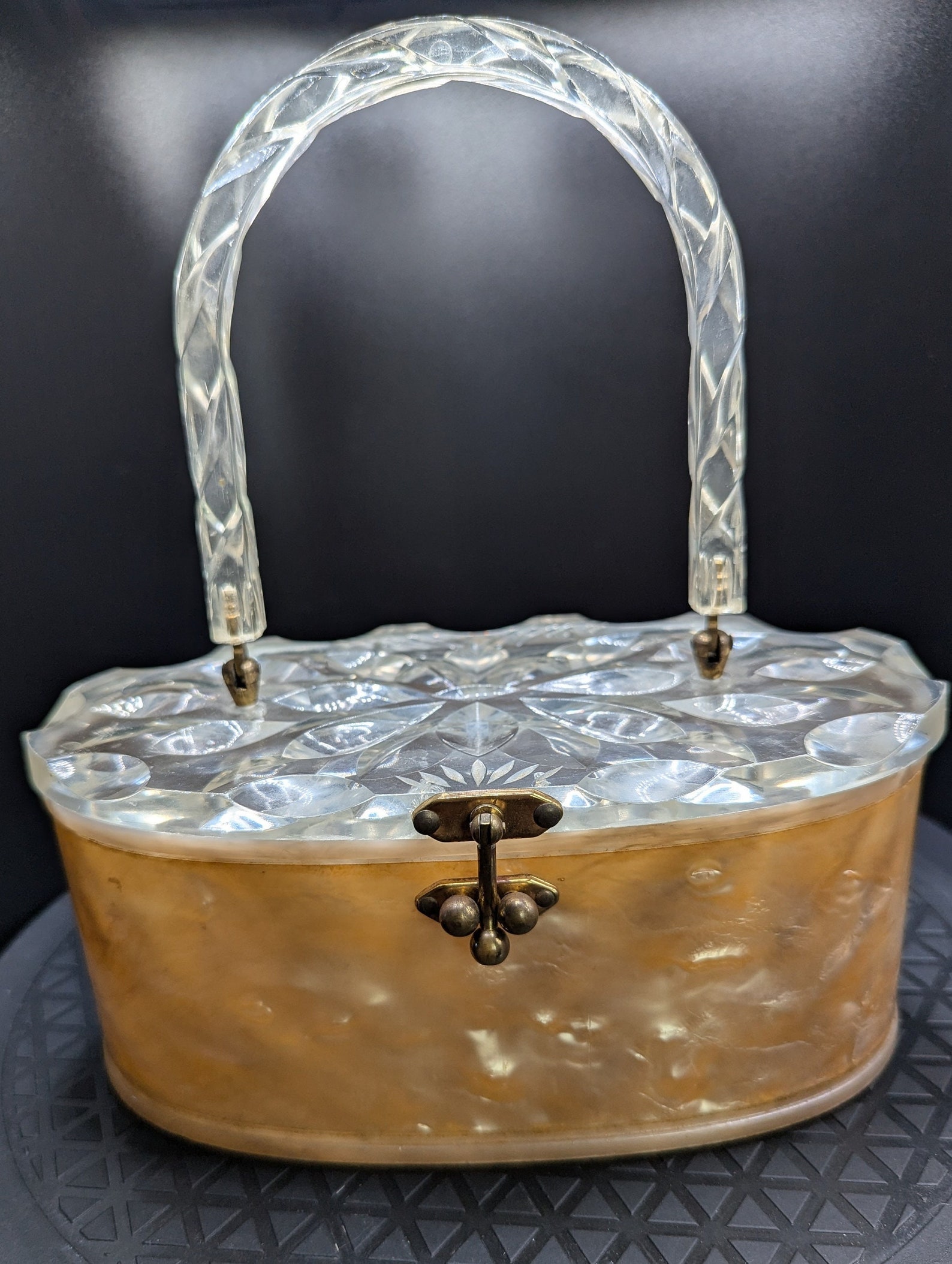 Gorgeous Vintage Lucite Clear Faceted Top Creamy Butterscotch Purse - Etsy