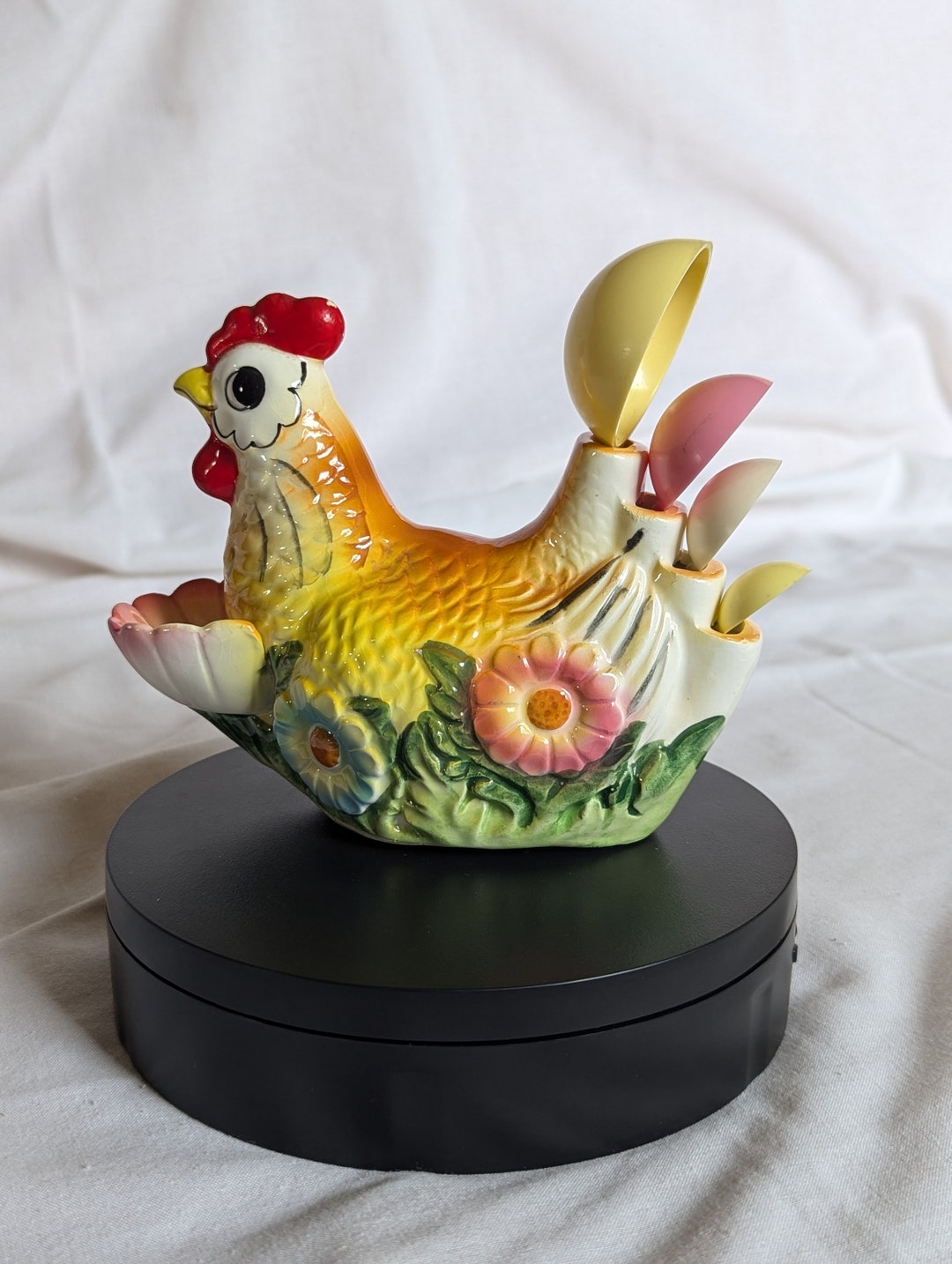 Vintage Ceramic Chicken Kitsch Measuring Spoon Holder/ring Holder Made ...