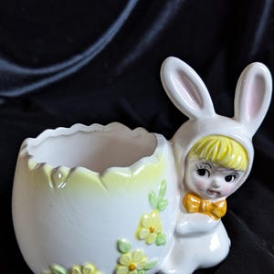Vintage Lefton China Hand Painted Little Bunny Child With Easter Egg ...